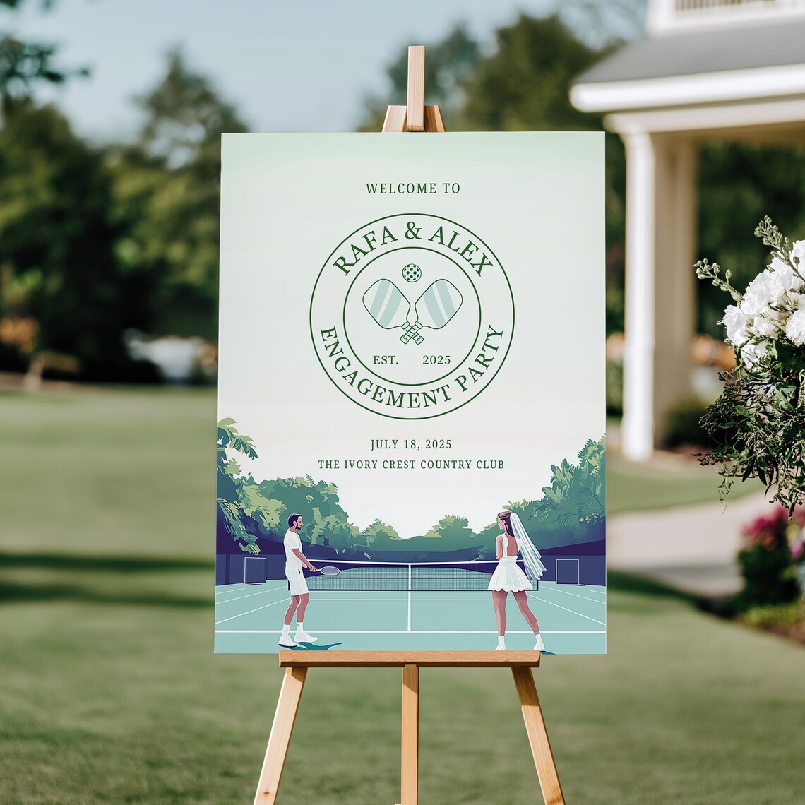 Pickleball Themed Engagement Party Welcome Sign, Racket Sports ...