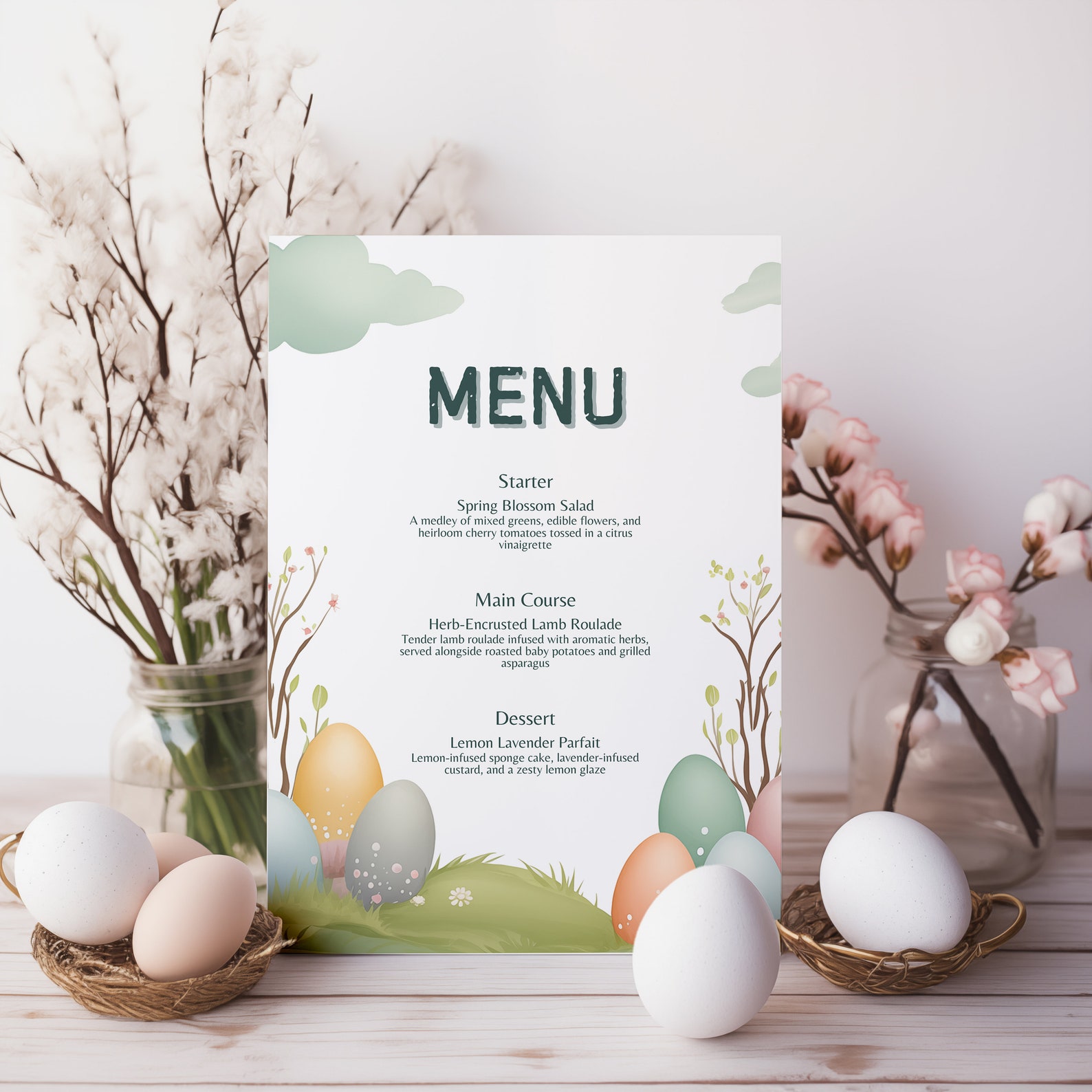 Easter Brunch Menu Card Template, Easter Egg Hunt Menu Letter, Lent ...