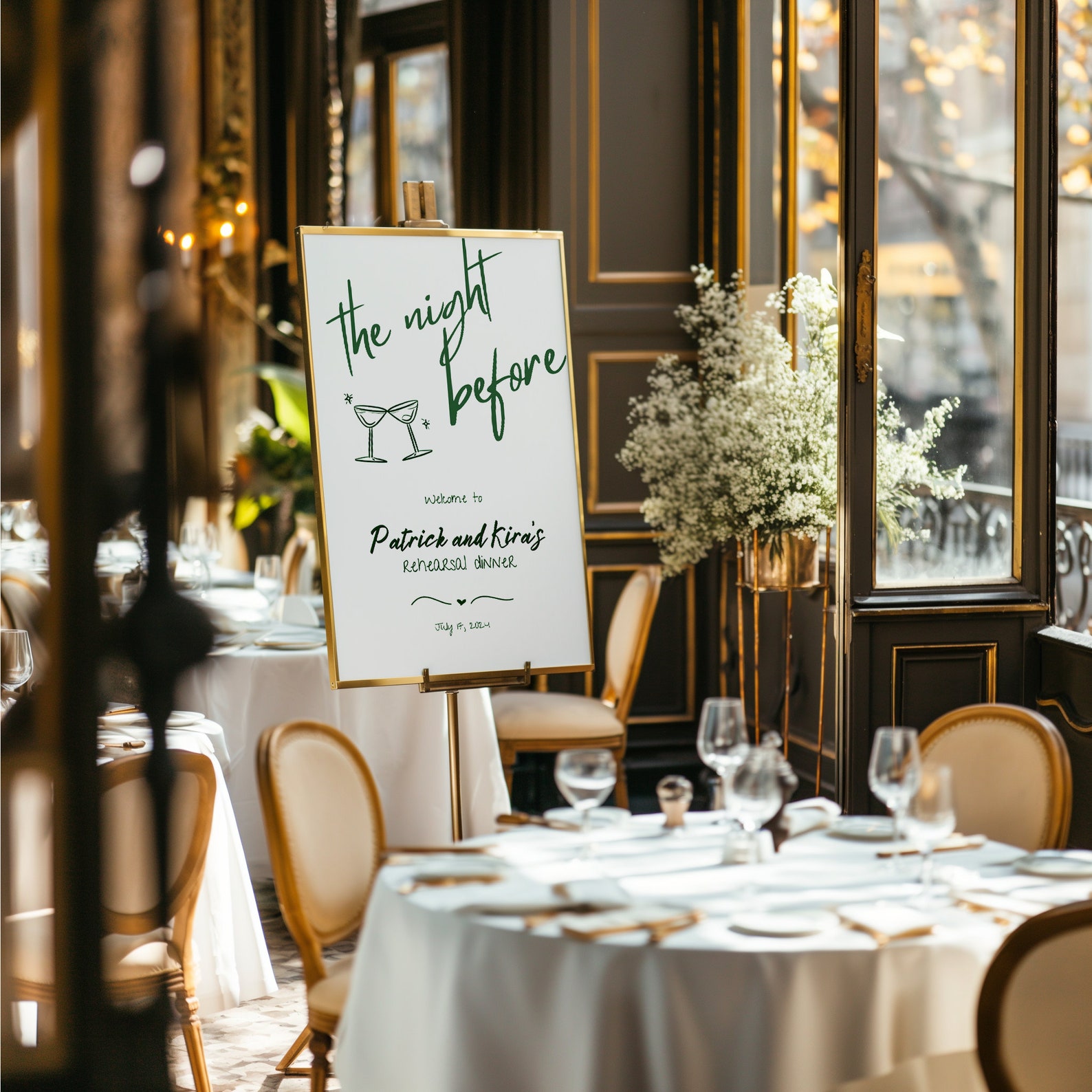 Hand Drawn Rehearsal Dinner Welcome Sign Template, Line Illustration ...