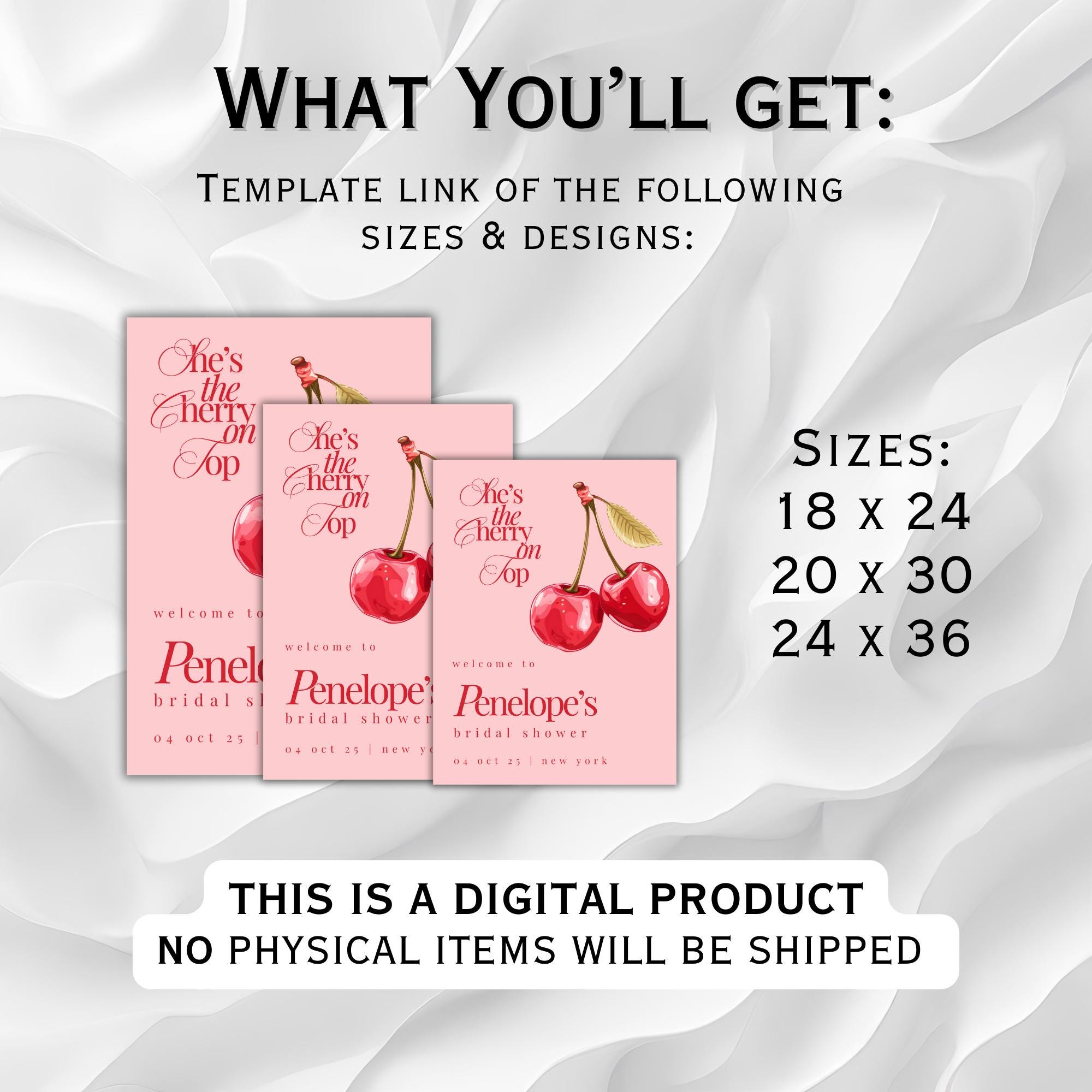 Cherry on Top Welcome Sign Template, Coquette Bridal Shower Reception ...