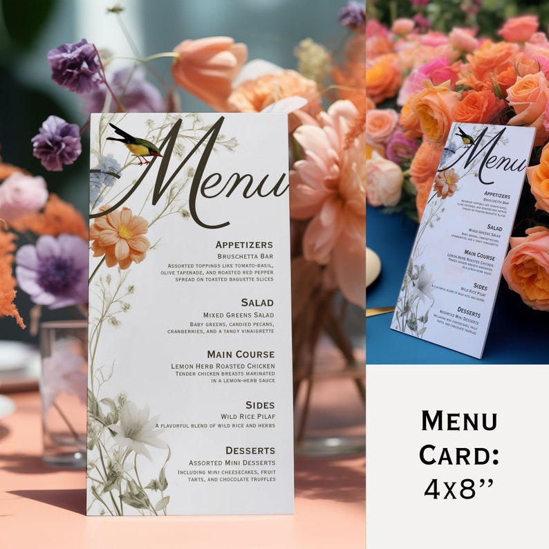 Baby in Bloom Party Template Bundle, Spring Invitation, Floran Menu ...