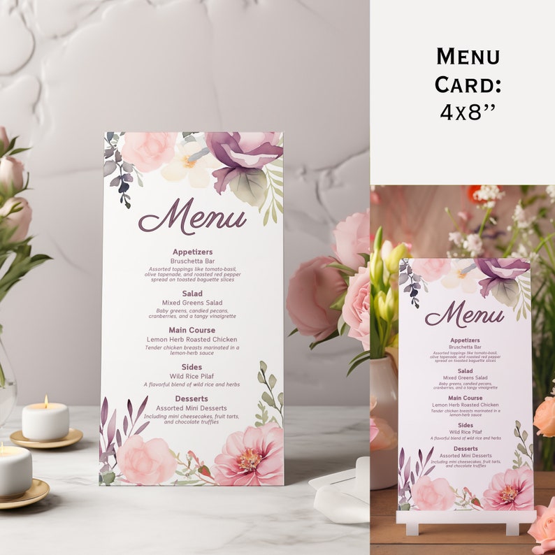 Baby in Bloom Baby Shower Templates Party Bundle, Spring Menu Templates ...