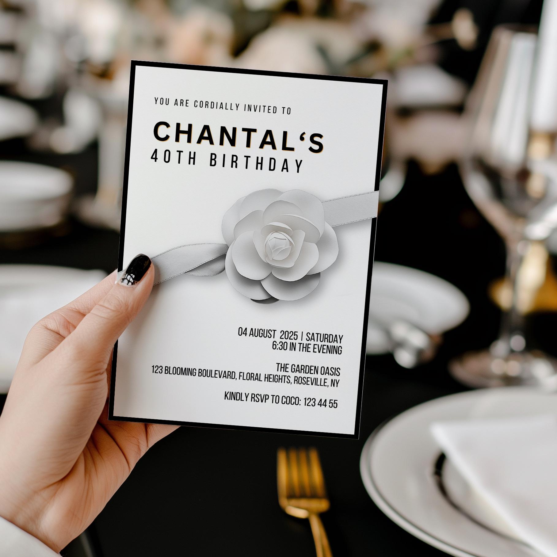 Designer Invitation Template Design, Luxury High End Perfume No 5 ...