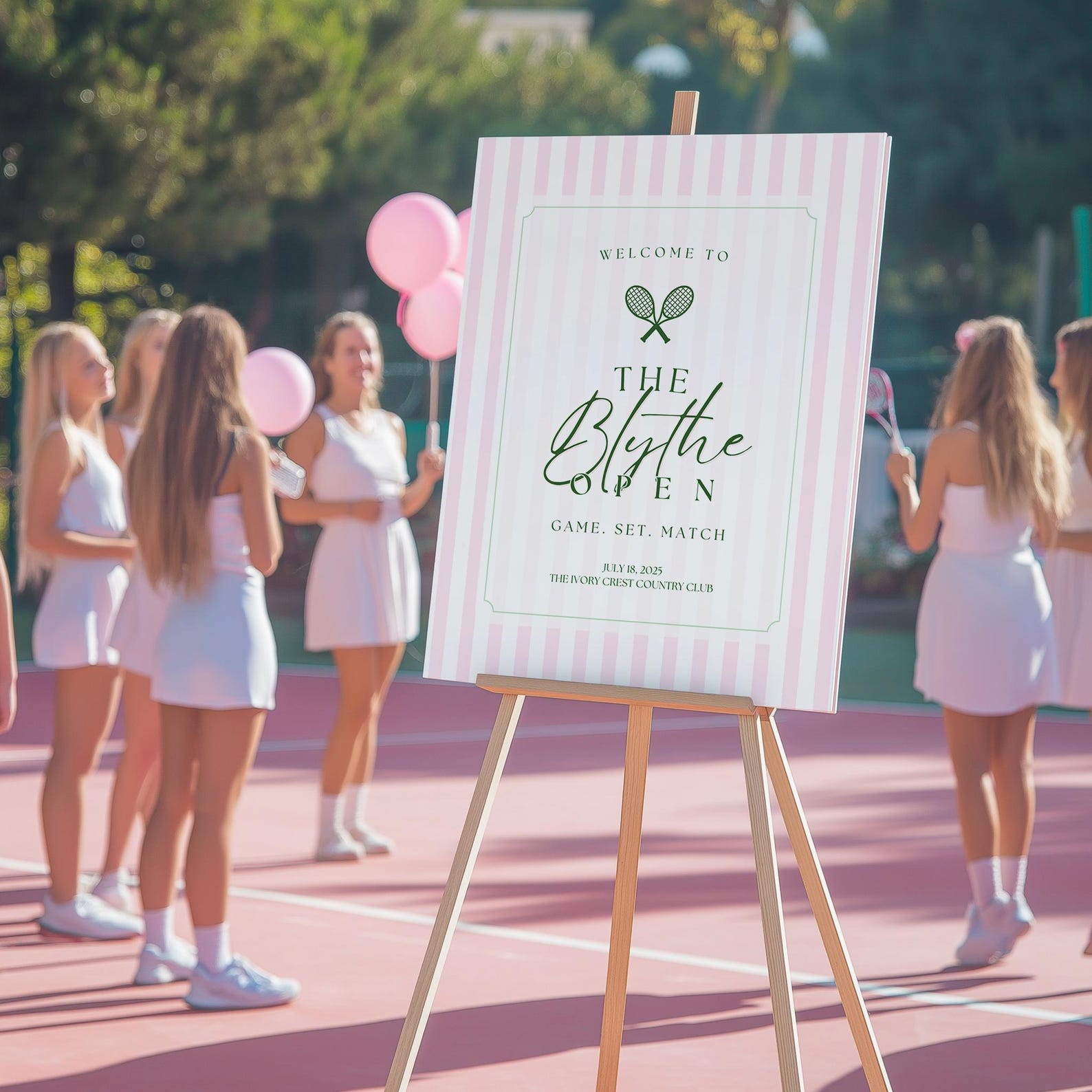Tennis Themed Welcome Sign Template, Ladies Open Tournament Birthday ...