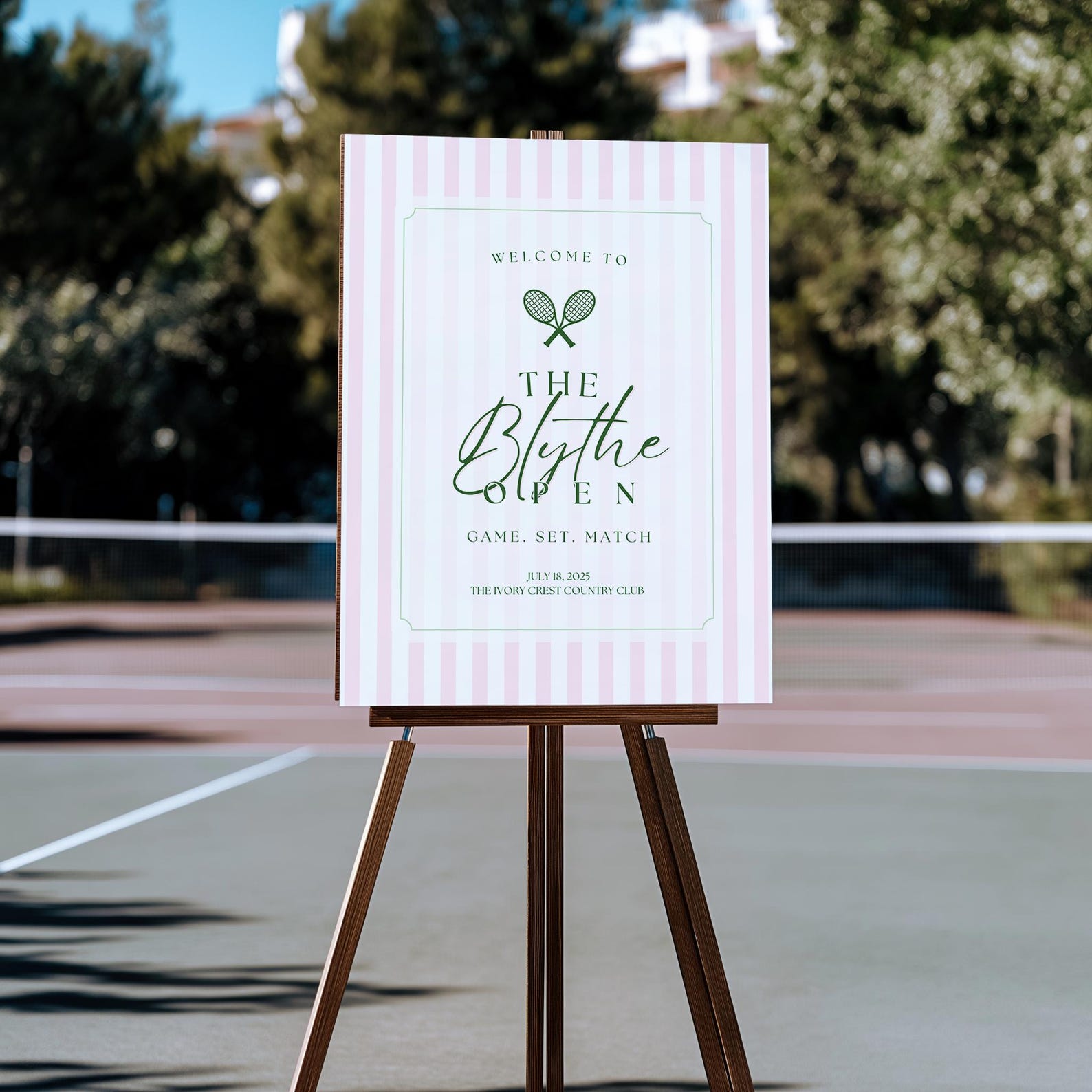 Tennis Themed Welcome Sign Template, Ladies Open Tournament Birthday ...