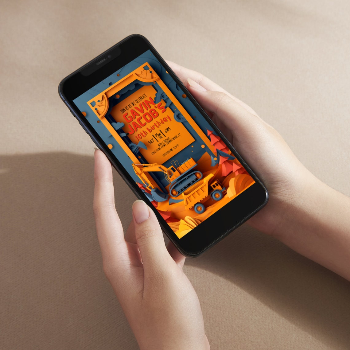 Birthday Party Invitation Template, Construction Themed Electronic ...