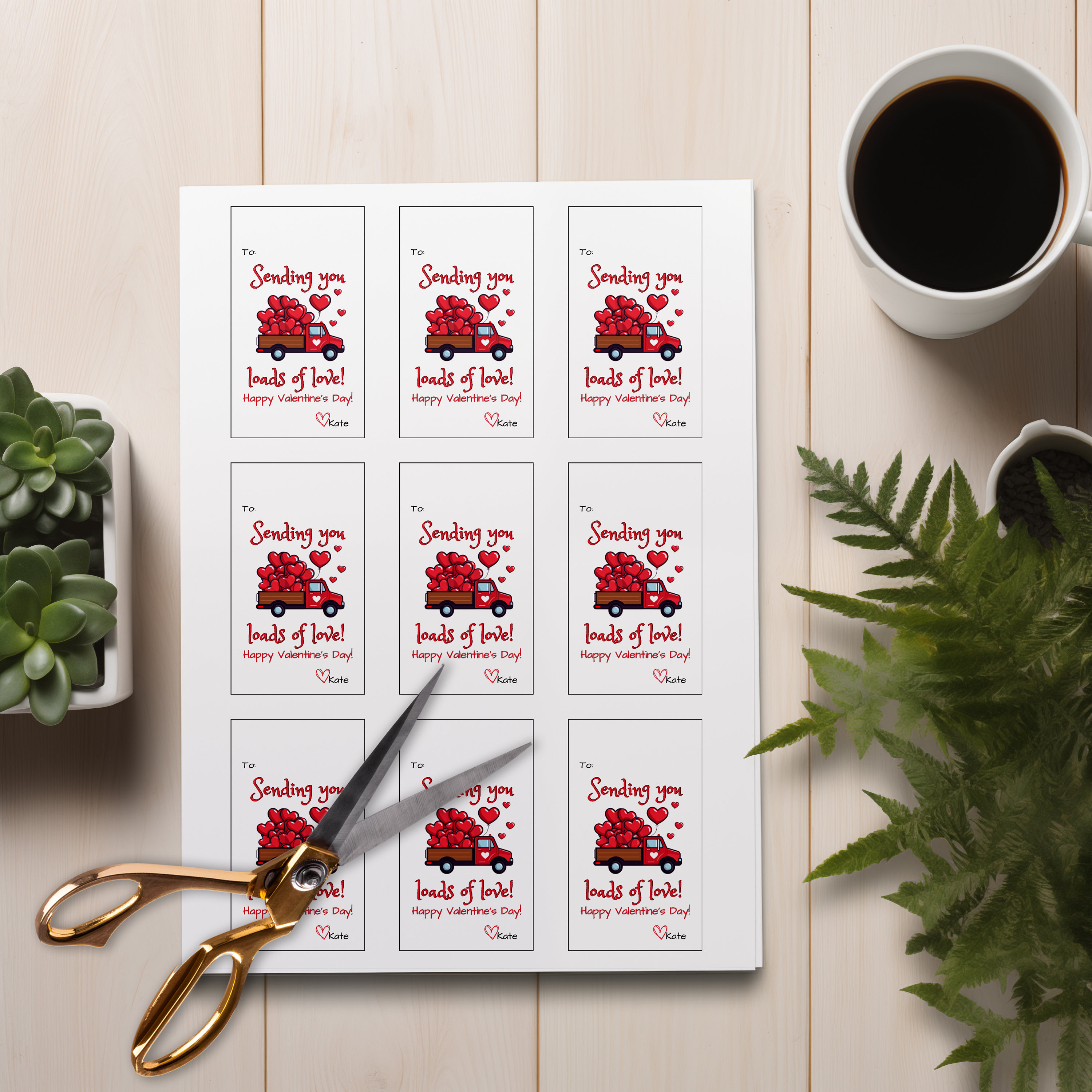 Construction Valentines Day Tag Template, Editable Gift Tag, Valentine ...