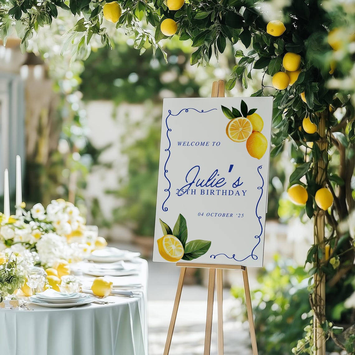 Citrus Lemon Welcome Sign Template, La Dolce Vita Reception Poster ...