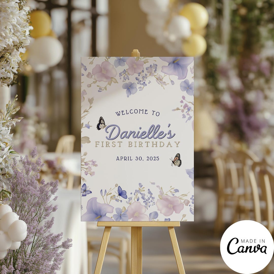 Spring Floral Welcome Sign Template, Garden Party Birthday Poster, Baby ...
