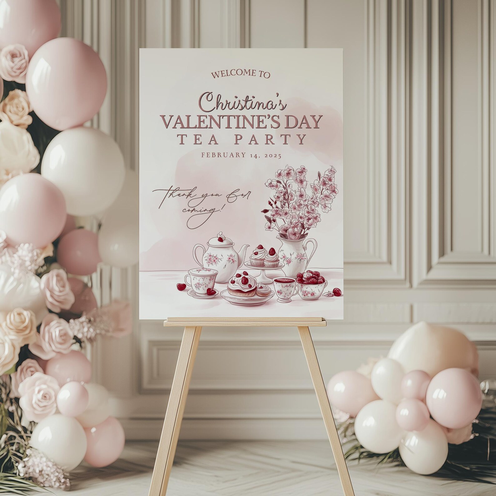 Valentine's Day High Tea Welcome Sign Template, Galentine's Day ...