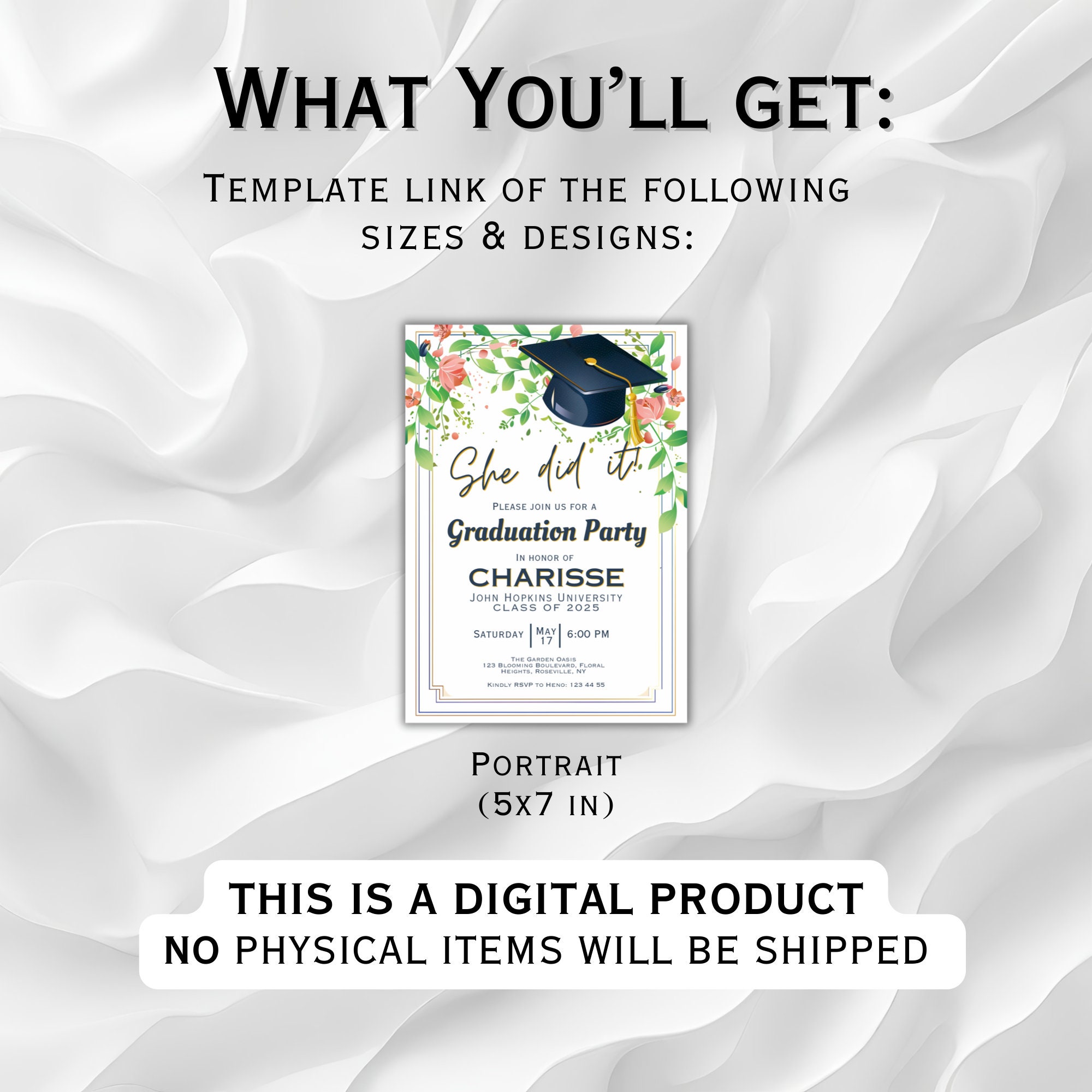 Graduation Party Invitation Template, Senior College Grad Invite for ...