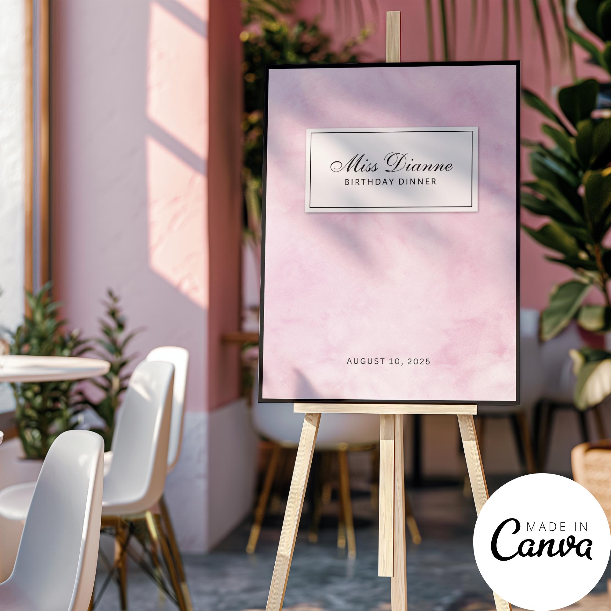 Designer Birthday Welcome Sign Template, High End Perfume Welcome ...