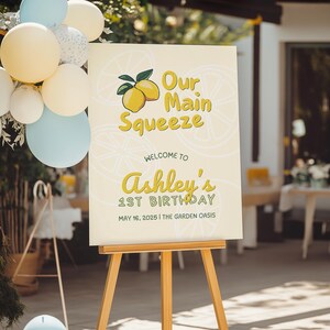 Our Main Squeeze Birthday Welcome Sign Template, Lemon Citrus Reception ...