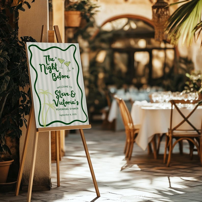 Hand Drawn Rehearsal Dinner Welcome Sign Template, Line Illustration ...