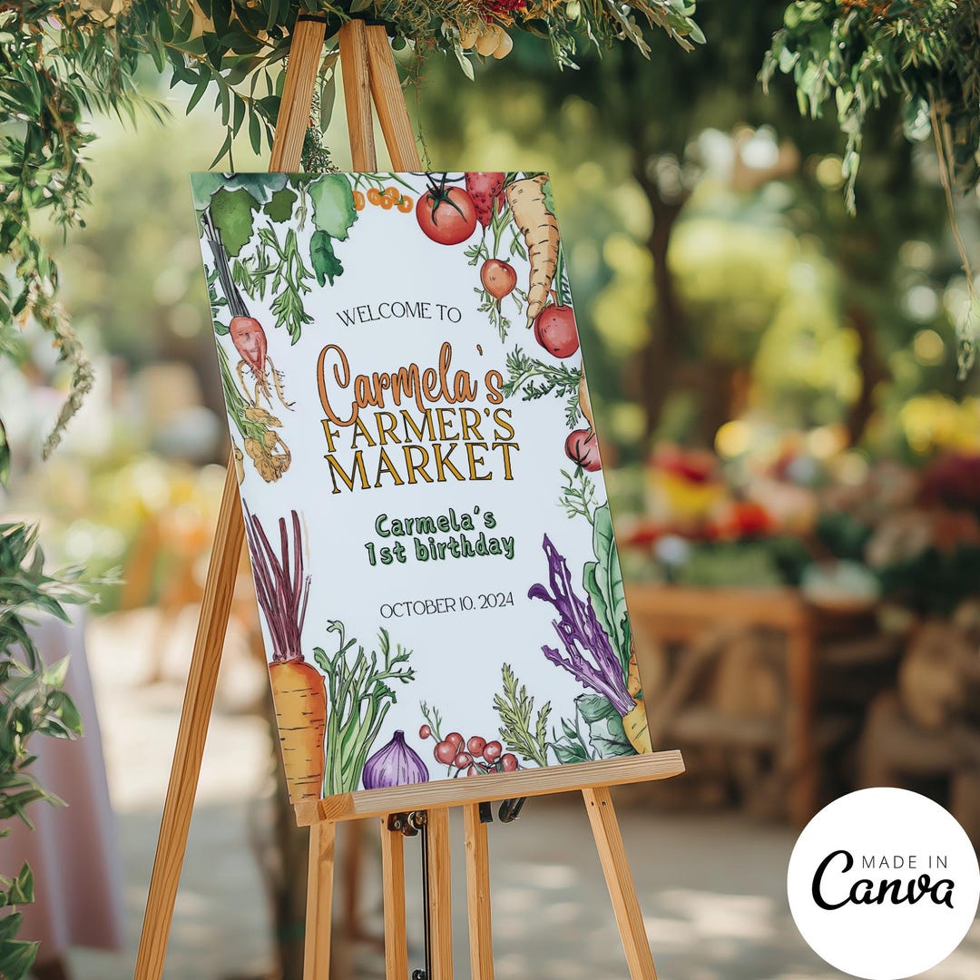 Farm to Table Birthday Welcome Sign Template, Sunday Farmer's Market ...