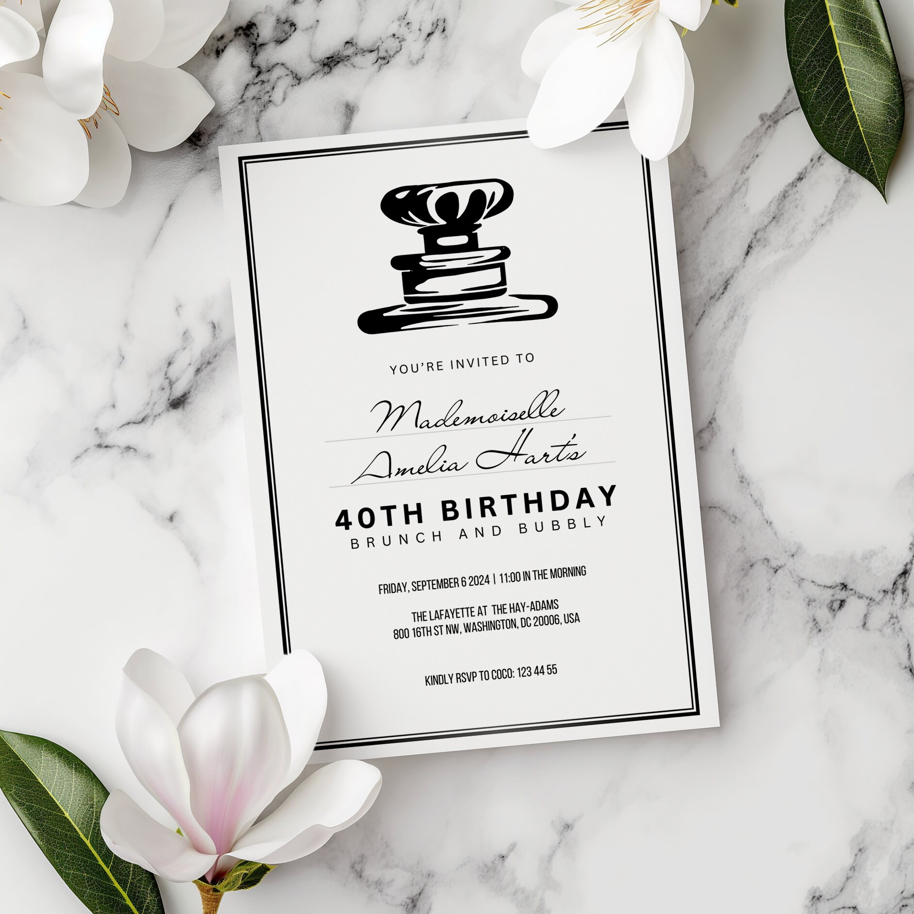 Designer Invitation Template Design, Luxury High End Perfume No 5 ...
