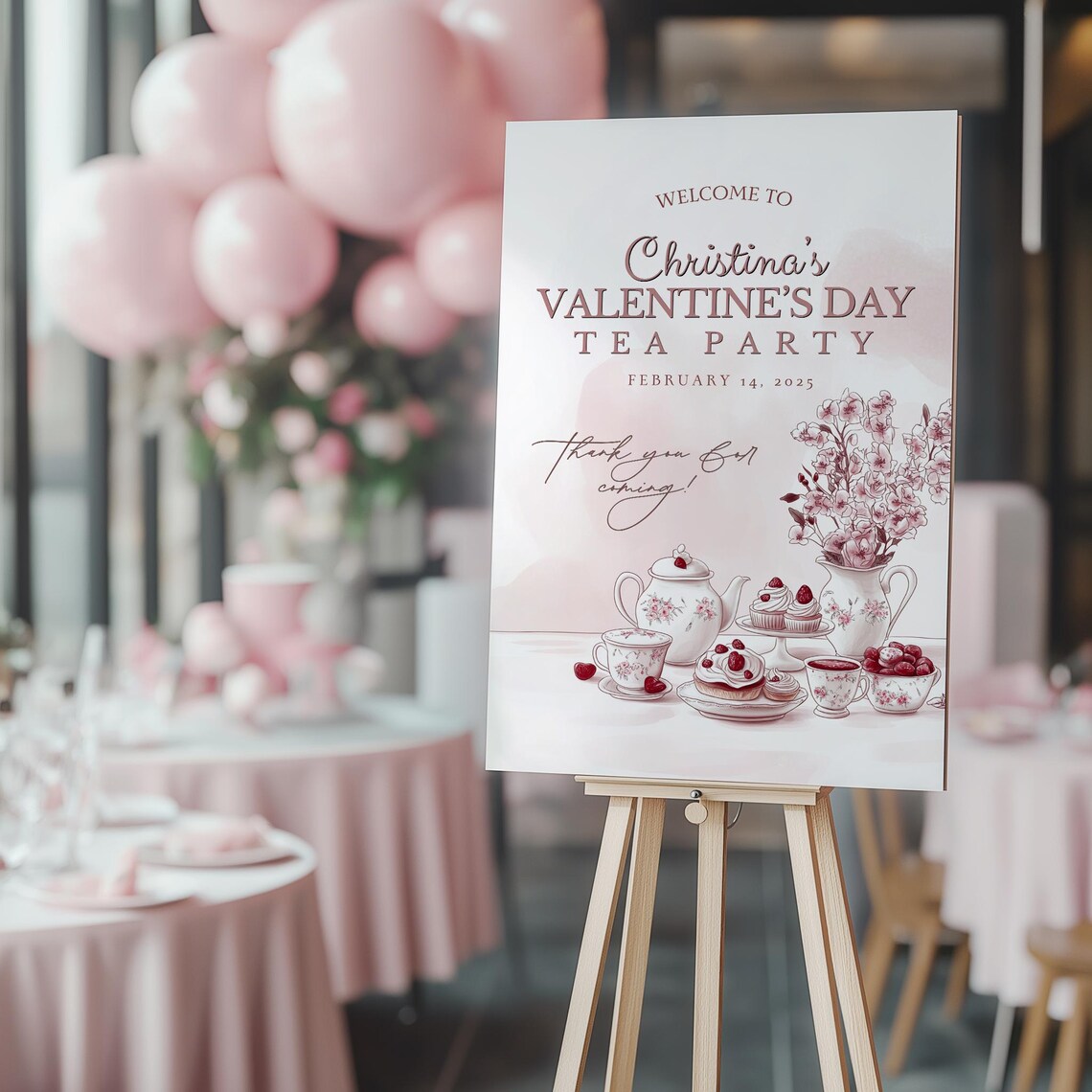 Valentine's Day High Tea Welcome Sign Template, Galentine's Day ...