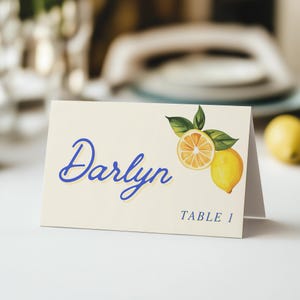 Citrus Lemon Name Card Template, La Dolce Vita Place Setting ...