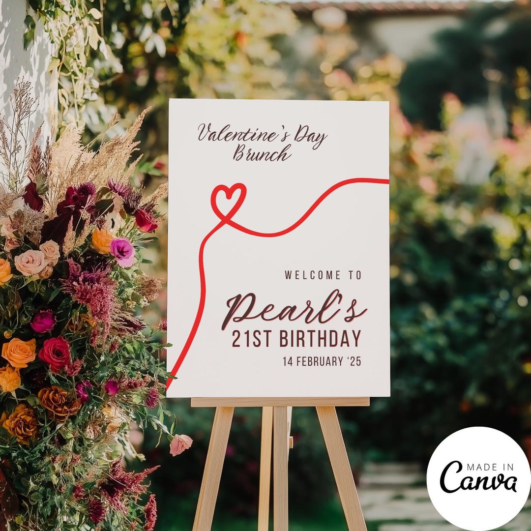 Valentine's Day Welcome Sign Template, Minimalist Birthday Welcome ...