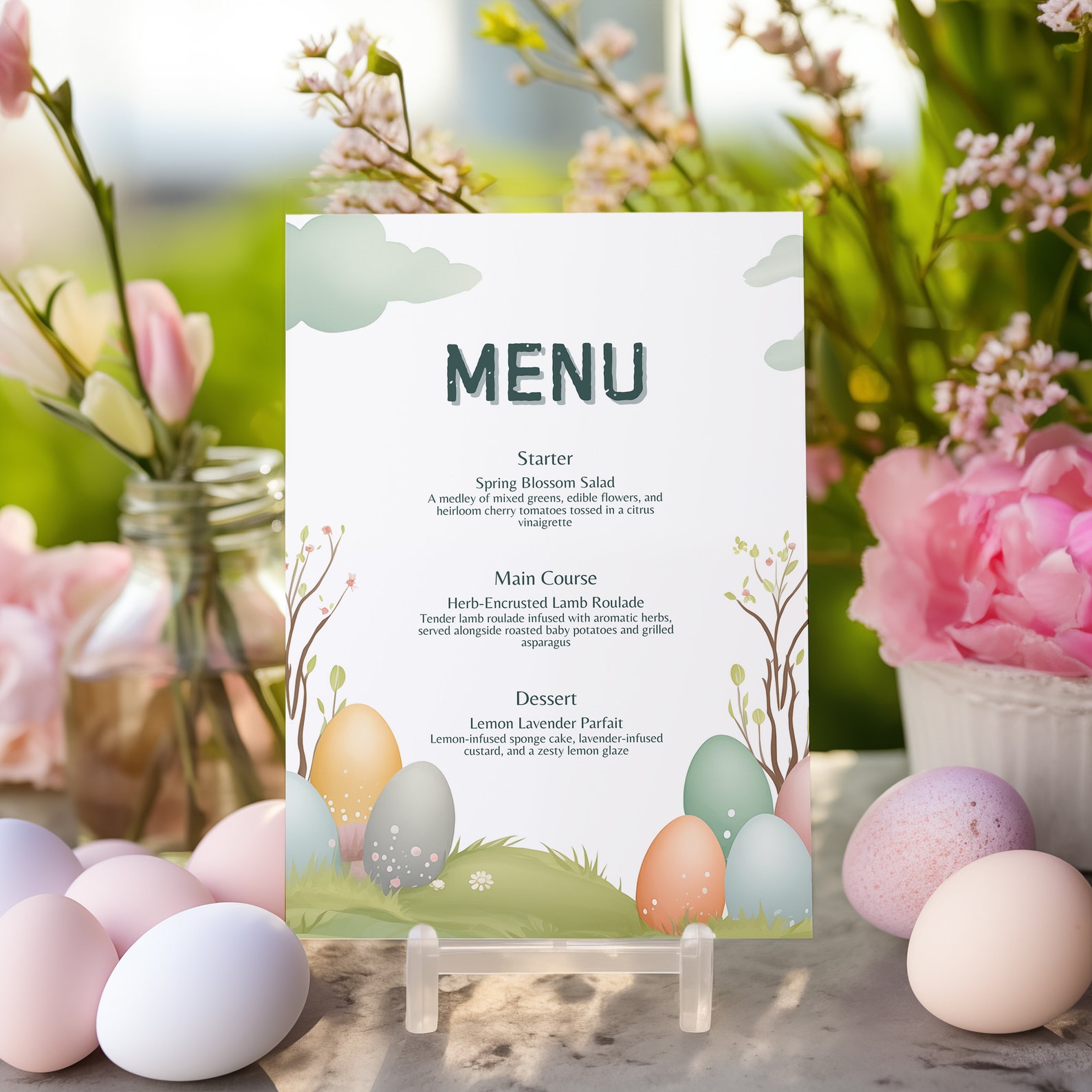 Easter Brunch Menu Card Template, Easter Egg Hunt Menu Letter, Lent ...