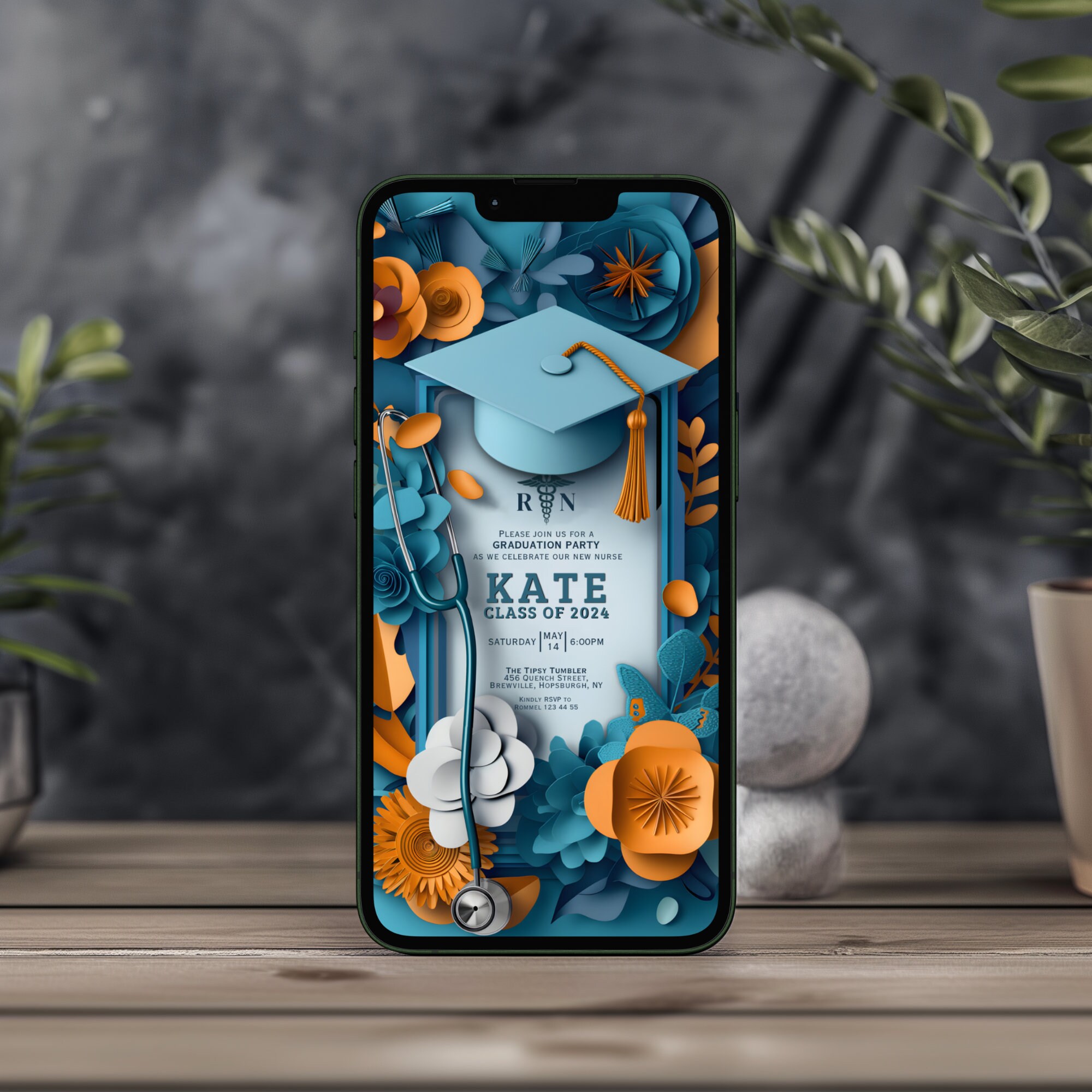 Doctors Graduation Invitation Template, Nursing Grad Electronic Invite ...