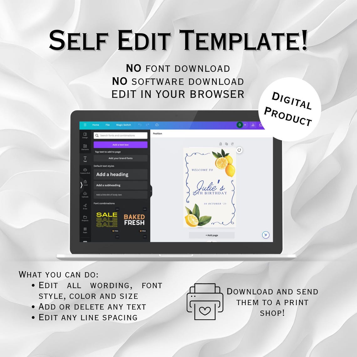 Citrus Lemon Welcome Sign Template, La Dolce Vita Reception Poster ...