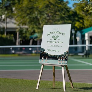 Tennis Themed Welcome Sign Template, Hand Drawn Country Club Birthday ...