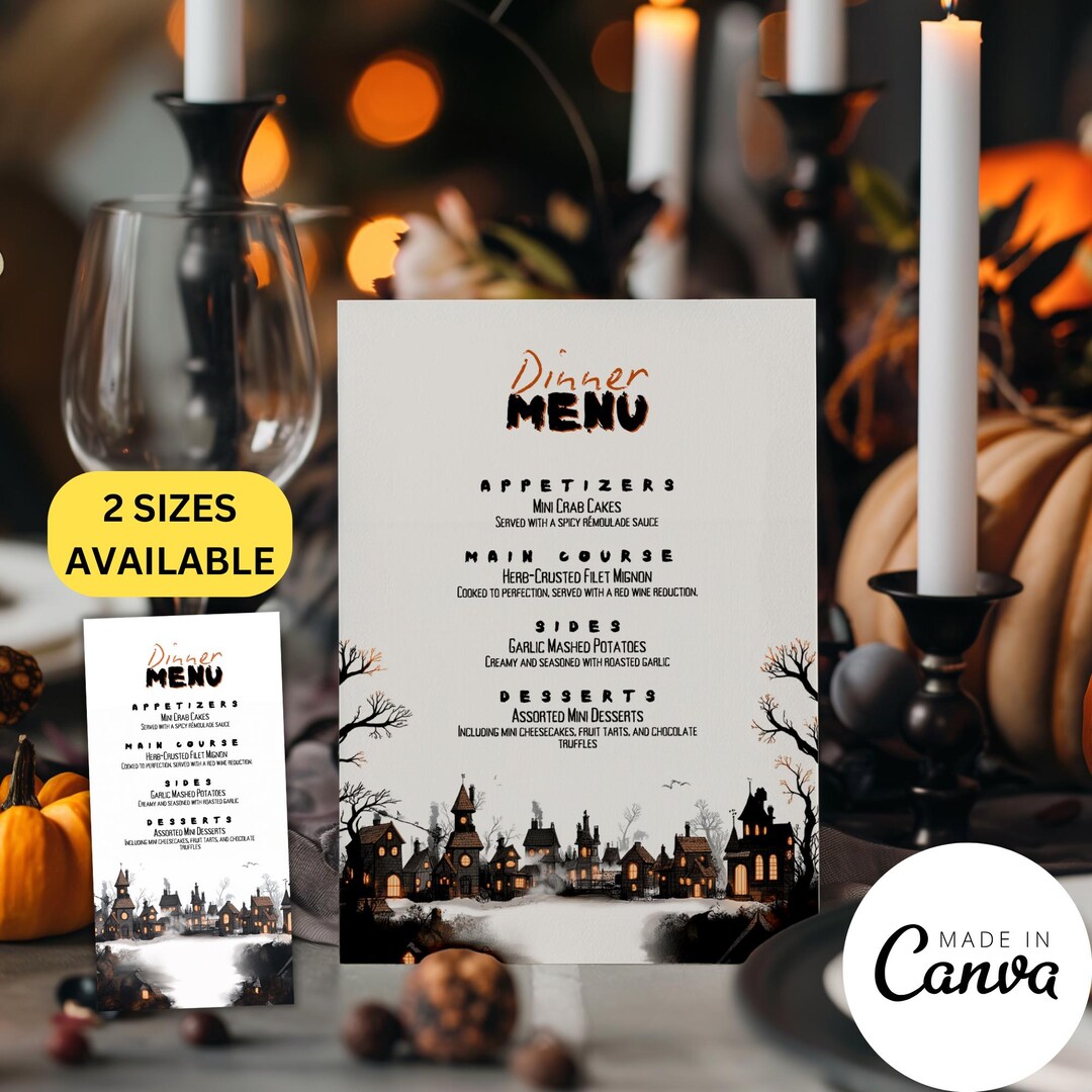 Halloween Birthday Menu Card Template, Costume Party Menu Letter ...