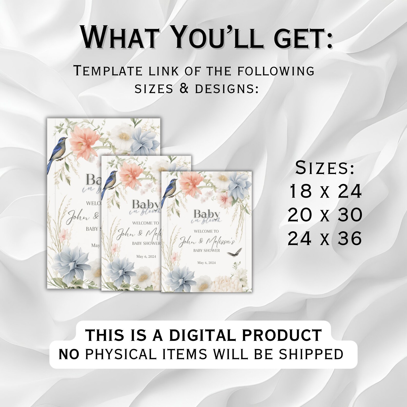 Baby Shower Welcome Sign Template, Spring Baby in Bloom Poster, Floral ...