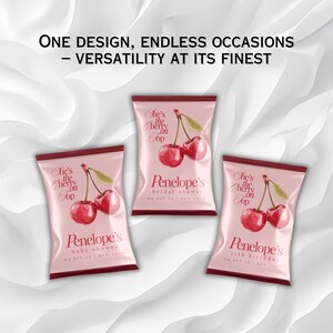 Cherry on Top Chip Bag Design Template, DIY Editable Coquette Party ...