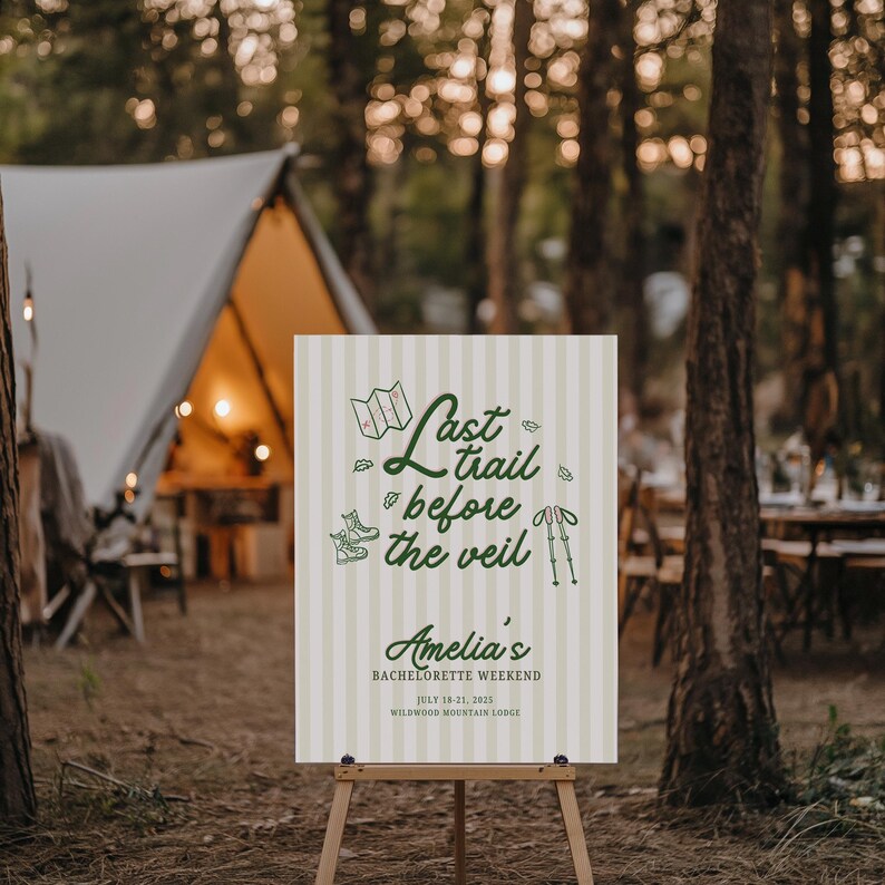 Plantilla de letrero de bienvenida "Último camino antes del velo ...