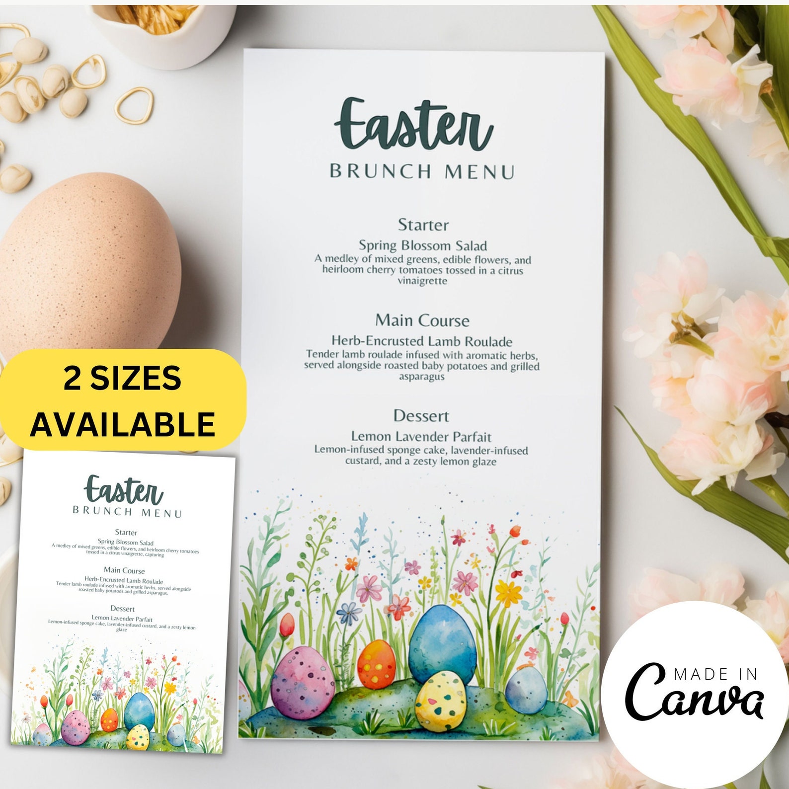 Easter Brunch Menu Card Template, Easter Egg Hunt Menu Letter, Lent ...
