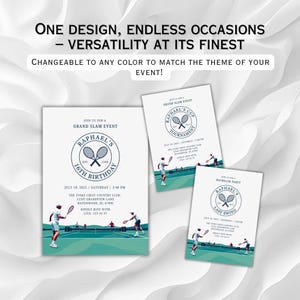 Tennis Themed Birthday Invitation Template, Men's Cup Tournament Invite ...
