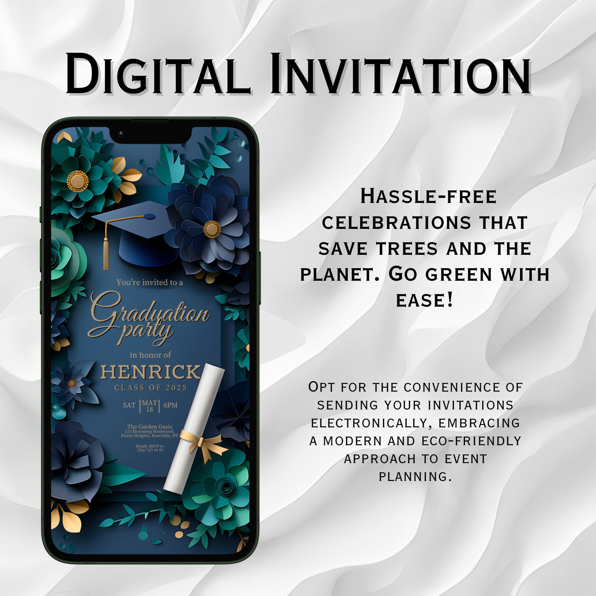 Digital Graduation Invitation, College Grad Electronic Invite for ...