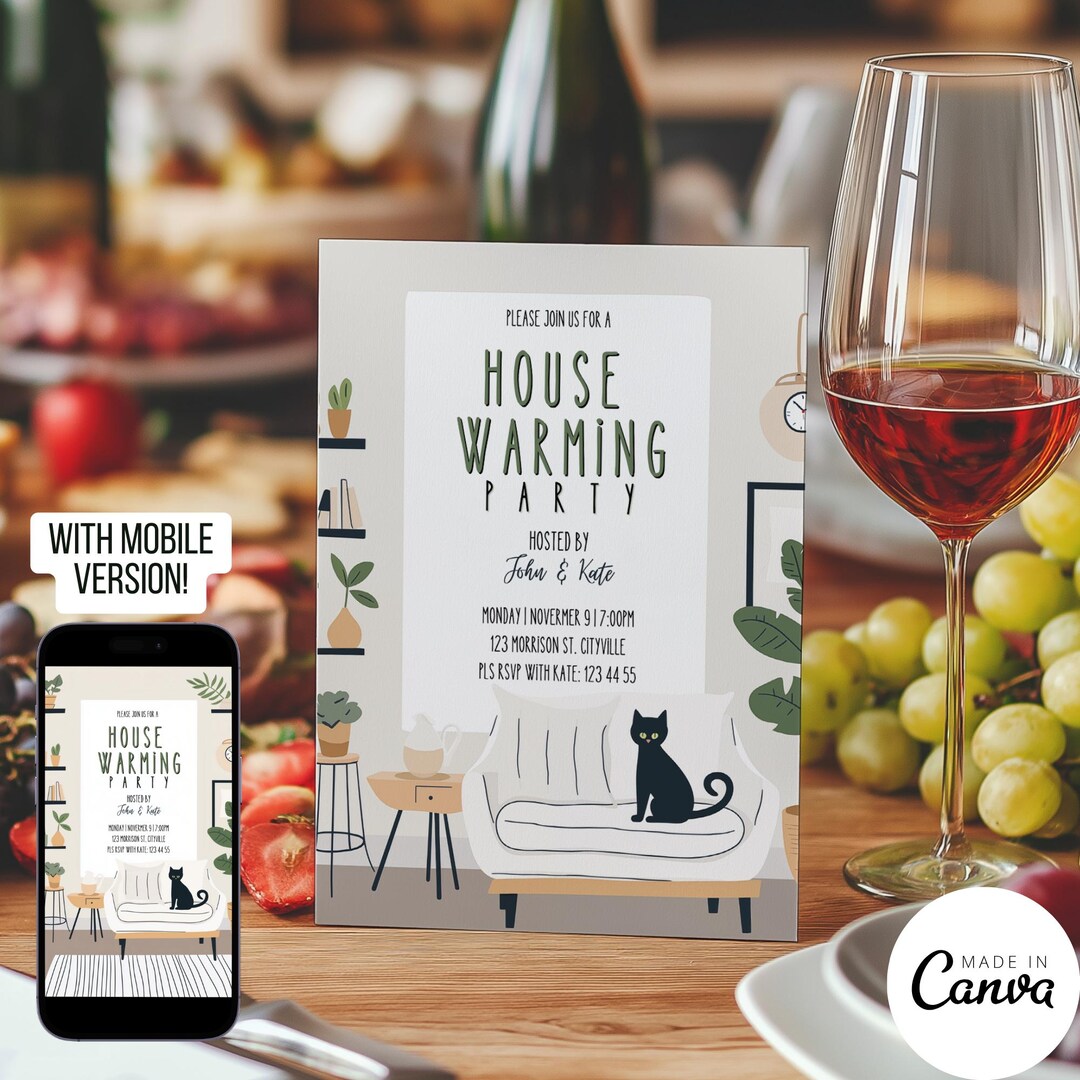Housewarming Invitation Template, Moving in Together Announcement Party ...
