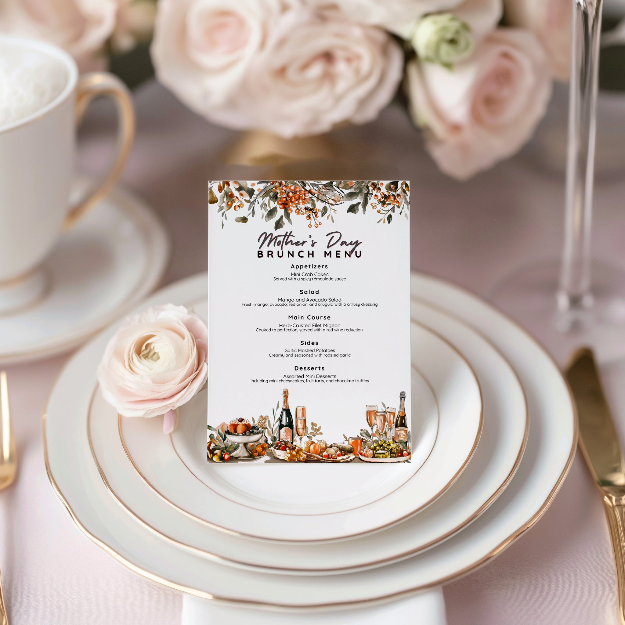 Mothers Day Menu Card Template, Moms Day Celebration Menu Letter ...