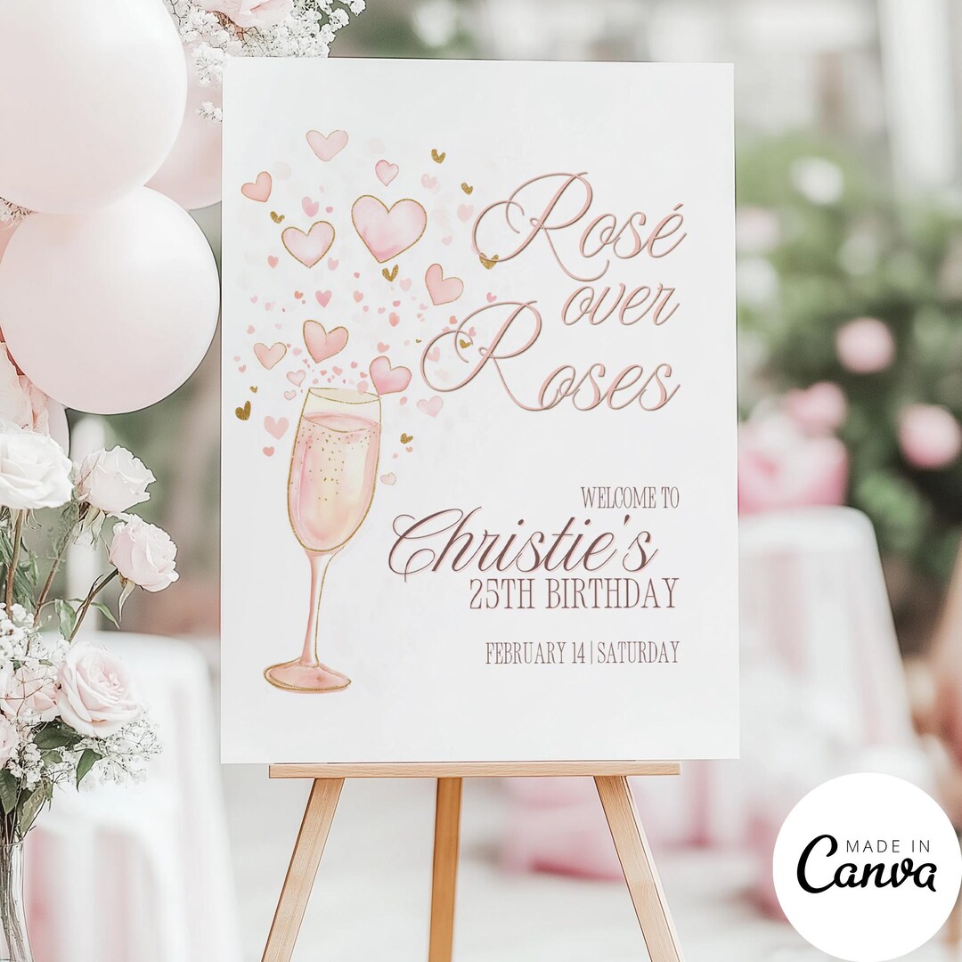 Coquette Welcome Sign Template, Minimalist Birthday Welcome Poster for ...