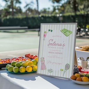 Tennis Themed Welcome Sign Template, Country Club Bridal Shower Party ...