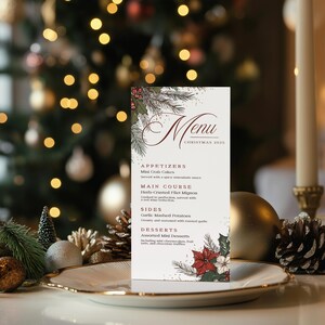 Christmas Menu Card Template, Holiday Dinner Menu Letter, Winter ...
