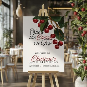 Cherry on Top Welcome Sign Template, Coquette Birthday Party Reception ...