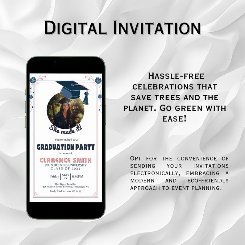 Graduation Party Invitation Template, Senior College Grad Invite for ...