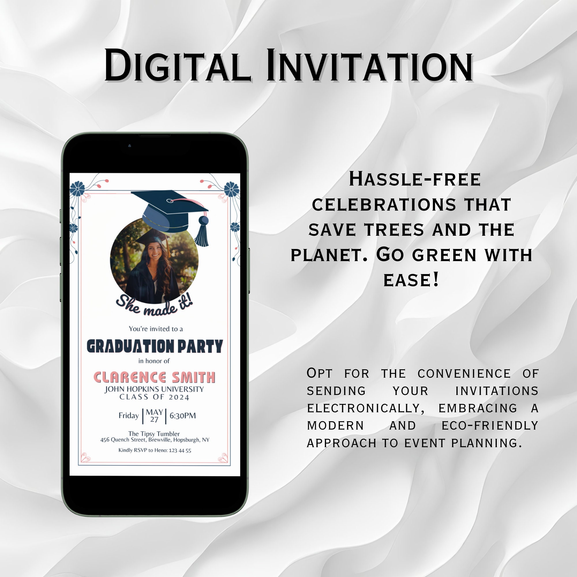 Graduation Party Invitation Template, Senior College Grad Invite for ...