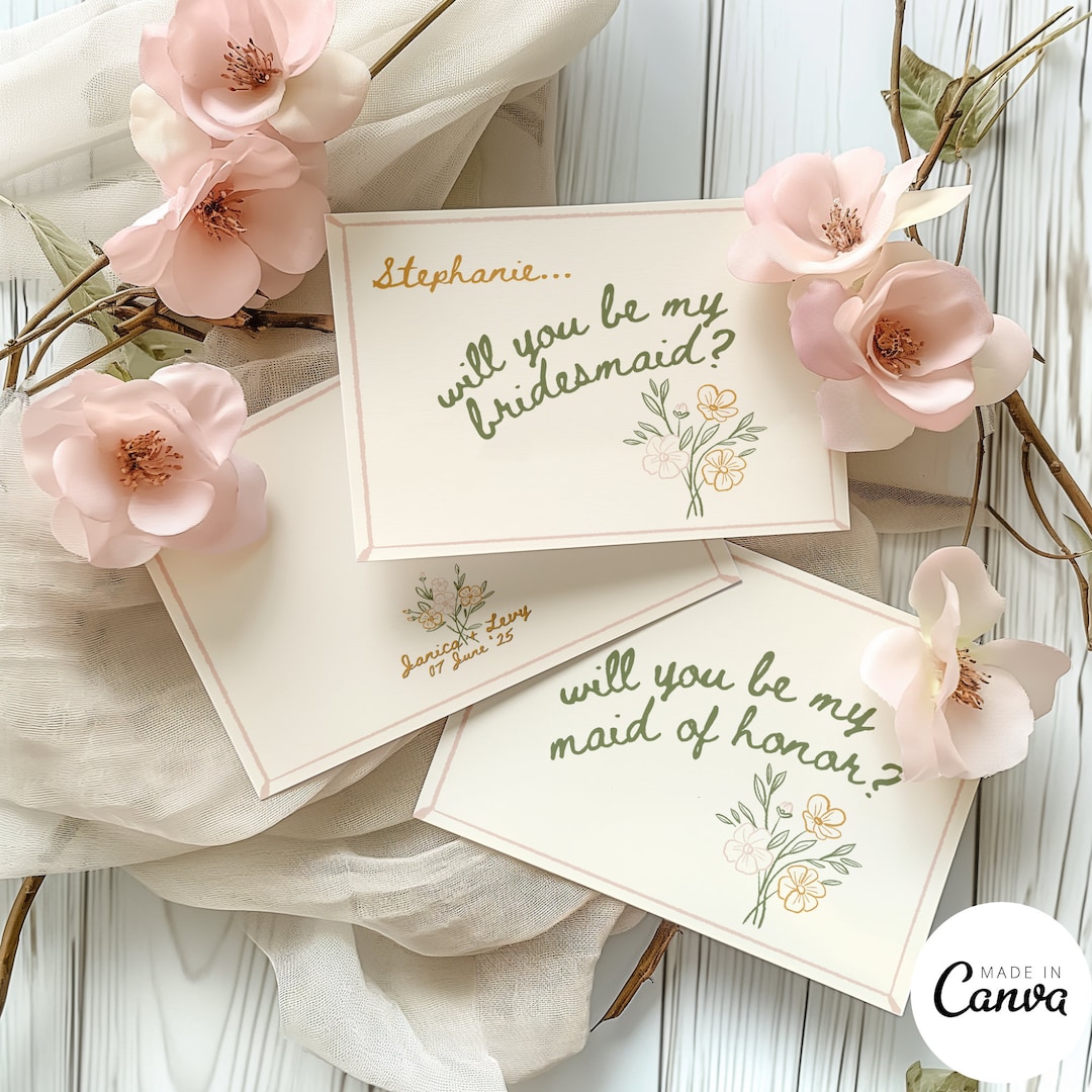 Hand Drawn Bridesmaid Proposal Card Template, Will You Be My Maid of ...
