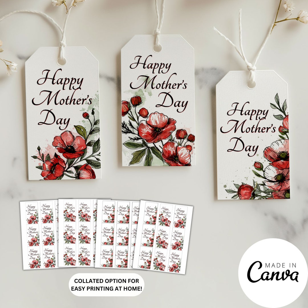 Mothers Day Gift Tag Printable Template, Editable Personalized Gift ...