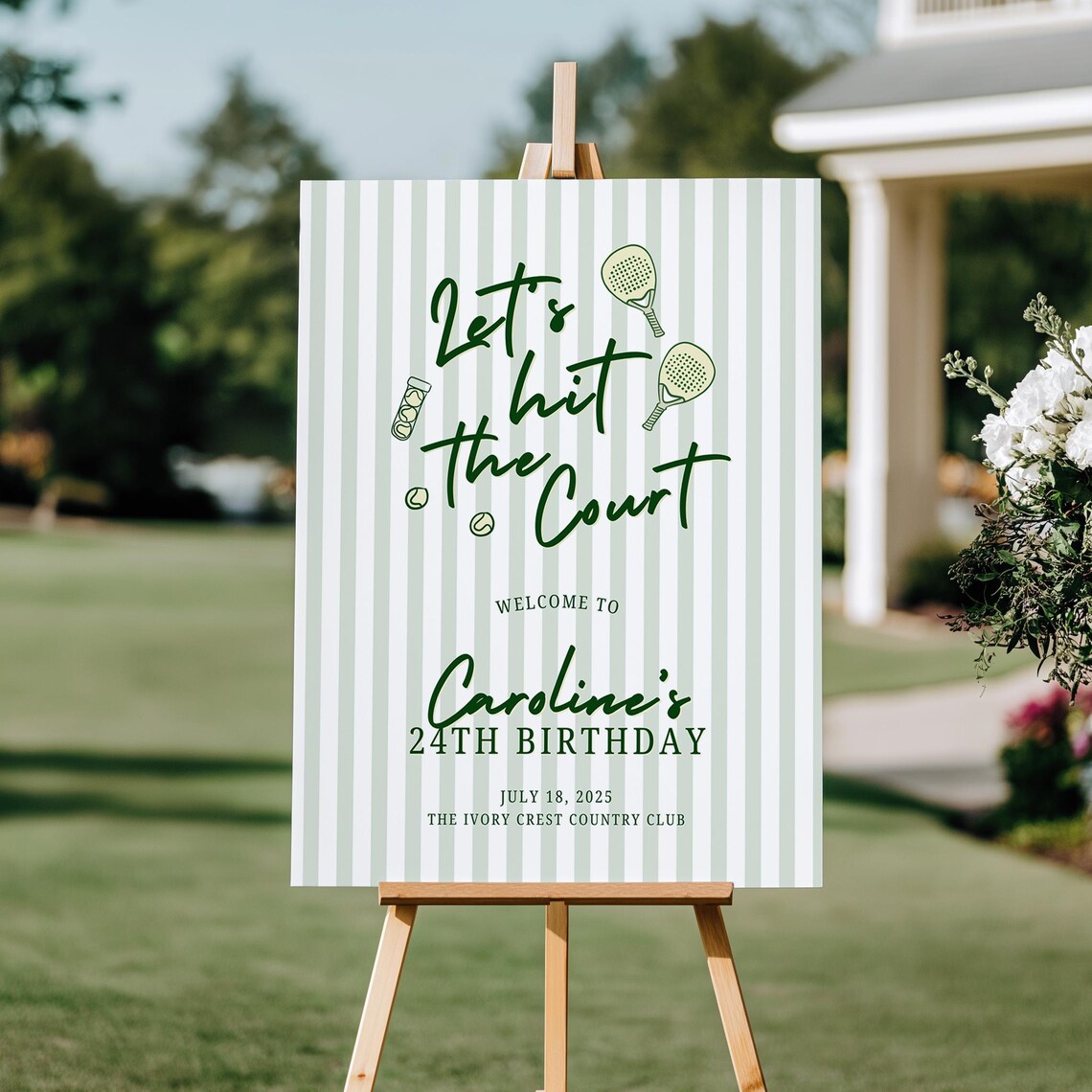 Let's Hit the Court Welcome Sign Template, Hand Drawn Padel Ball Themed ...