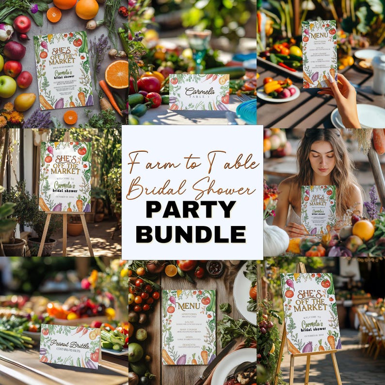 Farm to Table Bridal Shower Party Templates (digital Download) - Etsy