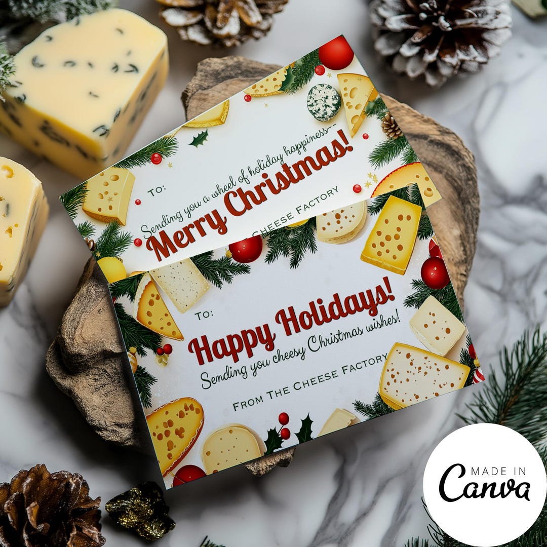 Cheese Themed Christmas Tag Printable Template, Personalized Cheese ...
