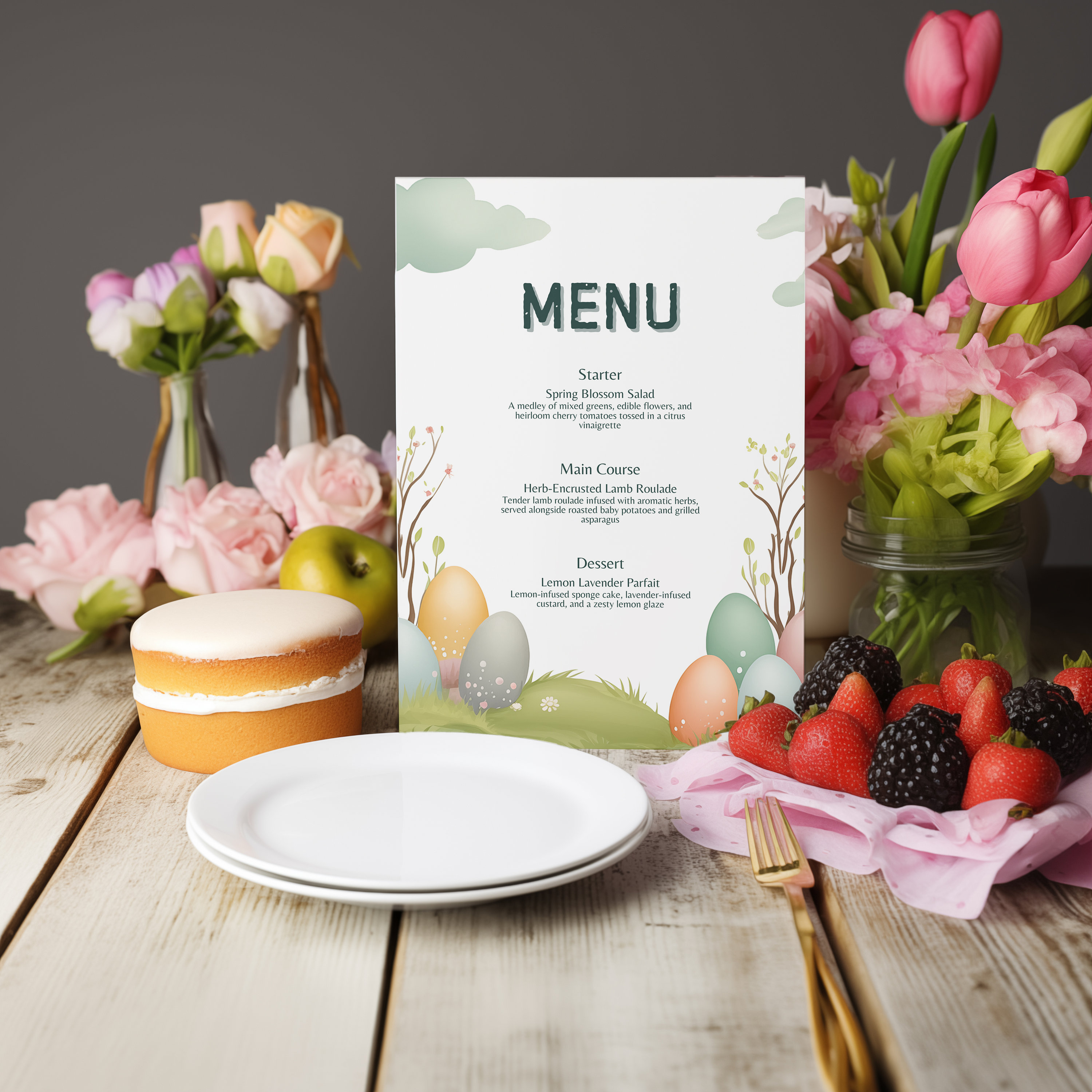 Easter Brunch Menu Card Template, Easter Egg Hunt Menu Letter, Lent ...