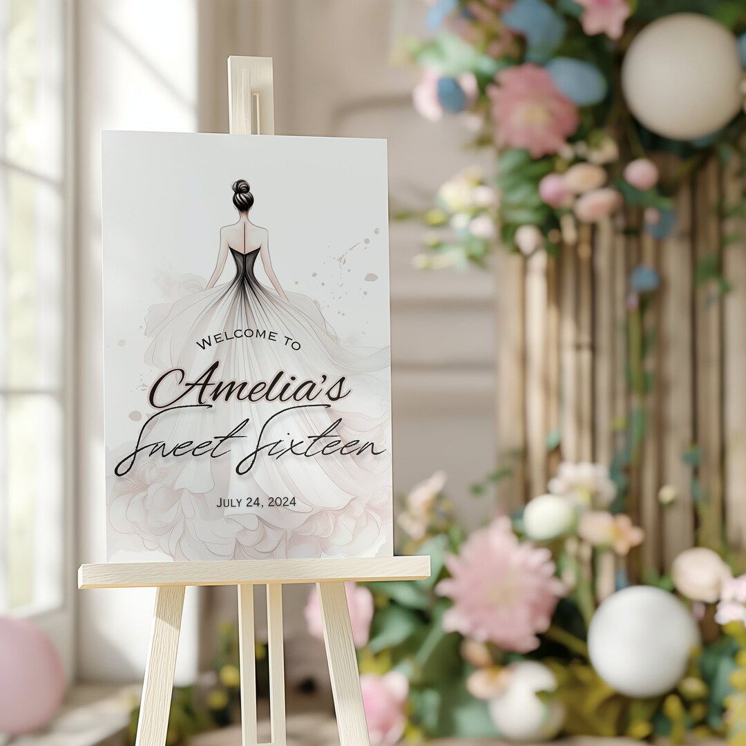 Sweet 16 Welcome Sign Template, Birthday Brunch Party Reception Poster ...