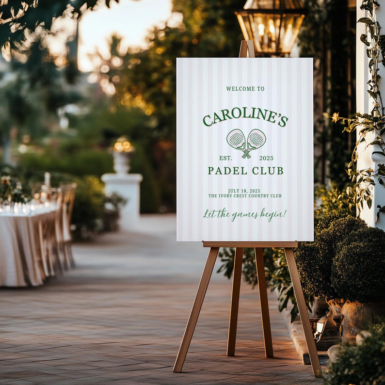 Padel Ball Themed Welcome Sign Template, Hand Drawn Country Club Bridal ...